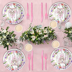 HIPVVILD Princess Party Decorations Tableware - Princess Birthday Party Supplies Include Plates, Cups, Napkins, Tablecloth, Cutlery, Straw, Princess Birthday Baby Shower Party Decorations | Serve 24