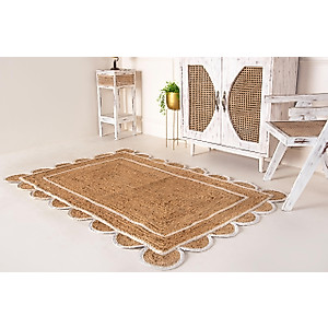 PATEL EXPORTS 4x6, 5x8, 6x9 Natural Jute Scalloped Rug, Bohemian Scallop Rug, Boho Decor Rug, Area Rug, Handwoven Jute Rug, Custom Rug, Decorative Rug (2x3 Scalloped Rug)