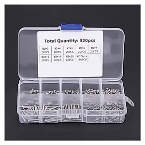 Screw 320Pcs/Set M2 Machine Screws Set Stainless Steel Screws & Bolts Fasteners for Laptop/Phone/PC Repair Tools Kit Easy to Install