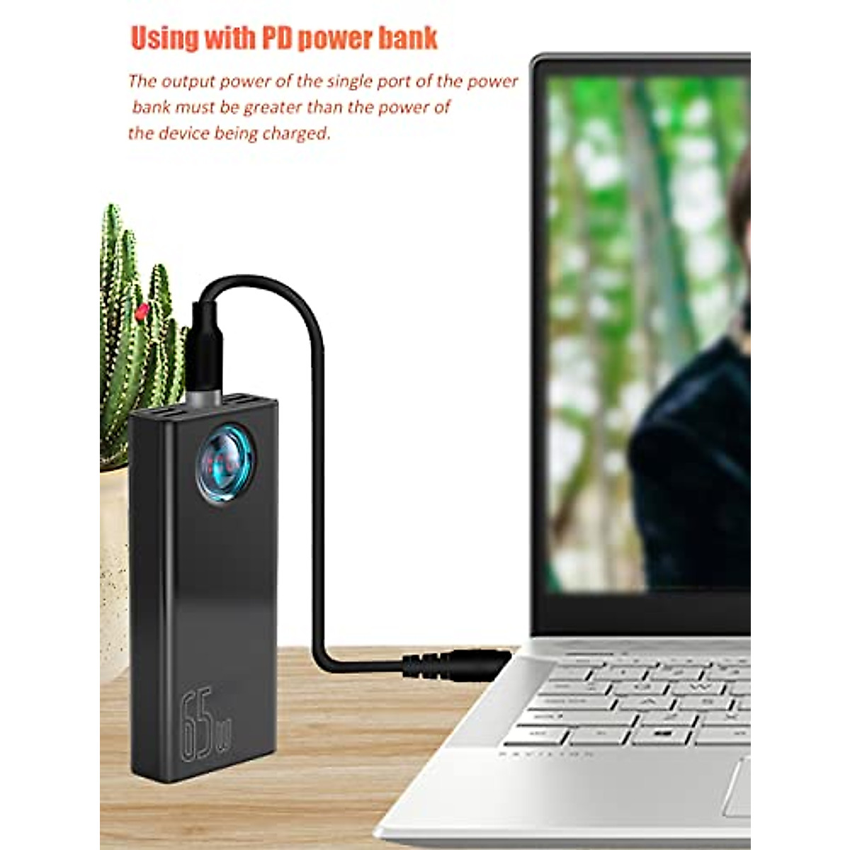 5ft PD USB Type C Male Input to DC 5.5 x 2.1mm Male Power Charging Cable up to 100W(65W-100W)(5521-100W)