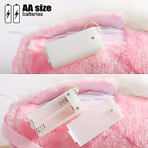 HollyHOME Plush Unicorn Stick Horse with Wood Wheels Real Pony Neighing and Galloping Sounds Plush Toy Pink 37 Inches(AA Batteries Required)