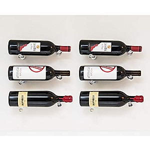 VintageView Vino Series - Vino Pins Designer Kit 6 Bottle Wall Mounted Wine Rack (Clear Acrylic) Stylish Modern Wine Storage with Label-Forward Design