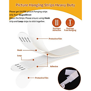 GIUPRE Picture Hanging Strips - 24-Pairs(48 Strips) Wall Sticky for Hanging Pictures on Wall Without Nails, Adhesive Picture Hangers Heavy Duty No Damage Picture Hanging