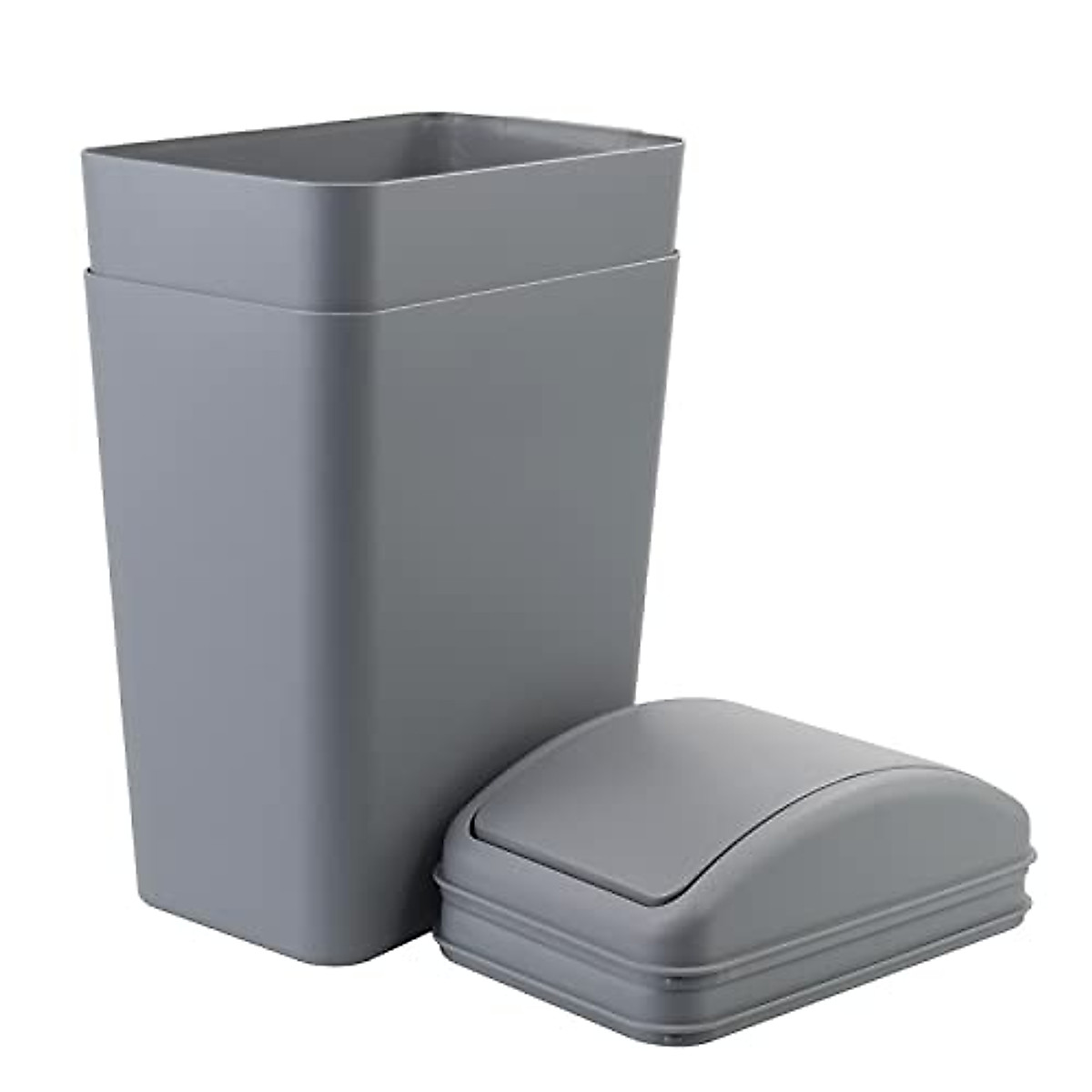 Innouse Swing Lid Garbage Bin Kitchen, 4 Gallon/ 16 L Grey Trash Can, 2 Packs