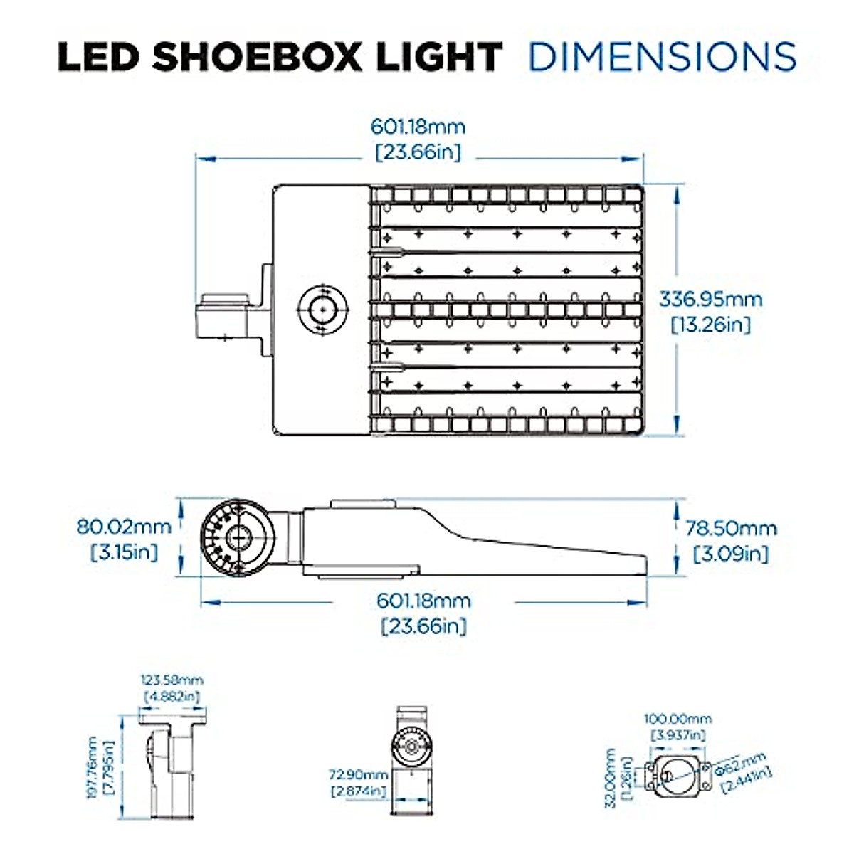300W LED Parking Lot Light, 42,000LM 5000K ETL Certified 0-10V Dimmable LED Shoebox Light, with Dusk to Dawn Photocell, Slip Fitter, LED Street Light for Commercial Street Area, Parking Area(Brown)