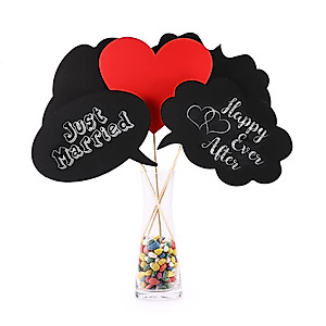 Large Blank Photo Booth Props Signs, 11pcs Large Writable Chalkboard Photo Booth Props with Chalk and Sticks, Blank Signs Props by Tvorvik, Perfect for Wedding Party, Birthday Party, Party Events