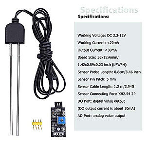 2 Sets Resistive Soil Moisture Meter, Icstation Soil Hygrometer Sensor Test Kit with Corrosion Resistant Probe, Digital Analog Signal Output for Arduino Garden Plant Care Automatic Watering System