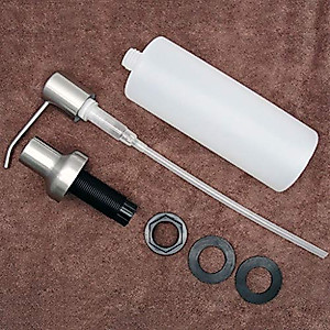 Kabter Built in Deck Mount Kitchen Sink Soap Dispenser 17oz, Brushed Stainless Steel