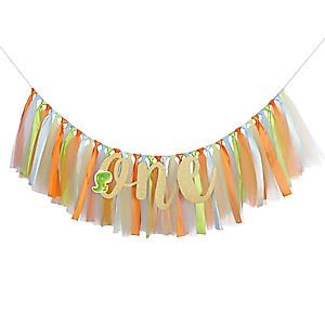 Dinosaur Highchair Banner for Baby - Party Theme Pull Flag, High Chair Fabric Garland, 1st First Birthday Banner, Photo Props, Handmade