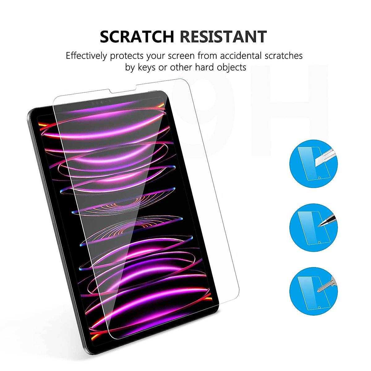 SPARIN 2 Pack Screen Protector Compatible with iPad Pro 12.9 inch 2022/2021/2020/2018 Released (6th/5th/4th/3rd) without Home Button, Tempered Glass Screen Protector Work with Face ID
