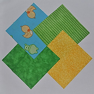 Ducks on Blue 4" Fabric Squares Charm Pack 100% Cotton, 40 Pieces