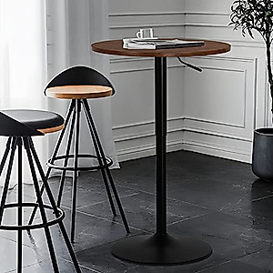 Magshion 23.5'' Round Pub Table, 360 Degree Swivel Cocktail Bar Table with Black Leg, Adjustable Height Range 27.5"-36" for Living Room Kitchen (Brown)