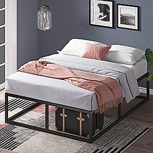 ZINUS Joseph Metal Platforma Bed Frame / Mattress Foundation / Wood Slat Support / No Box Spring Needed / Sturdy Steel Structure, Queen