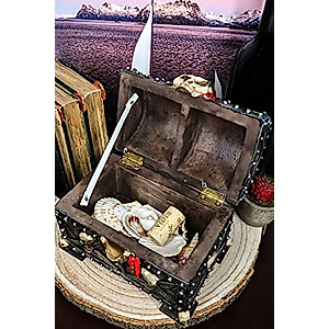 Ebros Large Pirate Ghosts Of The Caribbean Pirate Marauder Skull With Criss Cross Blades Treasure Chest Box Jewelry Box Figurine 7.25"Long