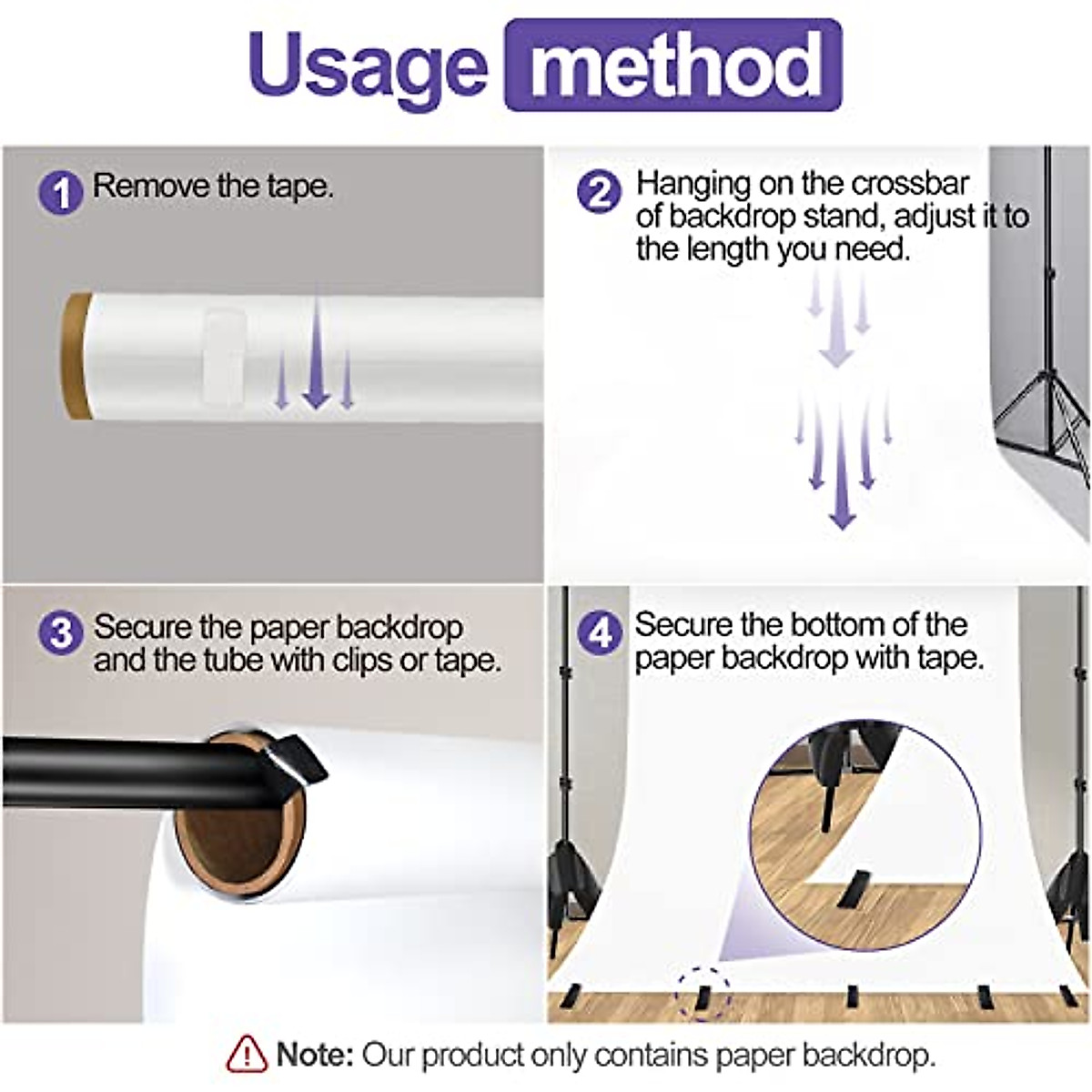 Emart Matte Seamless Photography Background Paper, White Photo Backdrop Paper | 53" x16' | Arctic White | for Photoshoot Backdrop, Food, Product Photography, Portrait, Compatible with Backdrop Stand