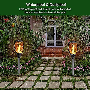 YKB Solar Lights Outdoor Upgraded, Solar Torch Light with Flickering Flame Landscape Lighting Patio Decor Dusk to Dawn Auto On/Off 96 LED Solar Pathway Lights 4 Pack for Deck Yard Garden Driveway