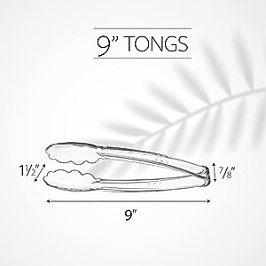 [Clear Tongs 9'' Inches] Plasticpro 9'' Serving Tongs Heavy Duty Reusable Kitchen and BBQ Clear Serving Tong for party's, Caterings, Events, Buffet, Weddings, And every Day use Pack of 12