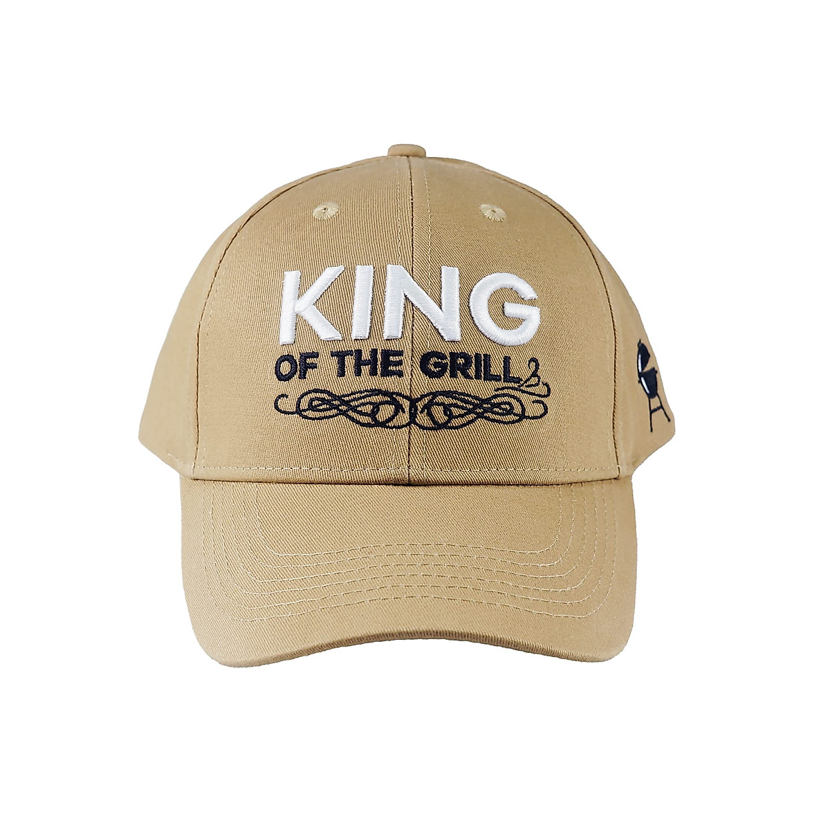 Game Hats Baseball Cap Father's Day Thanksgiving Gifts Adjustable Low Profile Cotton Cap King of The Grill Embroidered Hat Beige