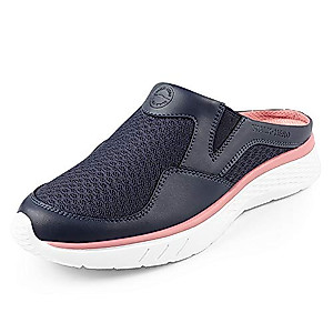 Womens Mule Sneakers - Walking Shoes for Women with Arch Support, Orthopedic Slip On Clog for Ladies,Navy,9