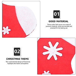 Abaodam 3pcs Decor Socks Cutlery Pouch Tableware Pouch Xmas Party Cutlery Sock Adorable Tableware Bag Festival Silverware Holder Fork Cutter Fork Bag Cloth Banquet Party Supplies Christmas