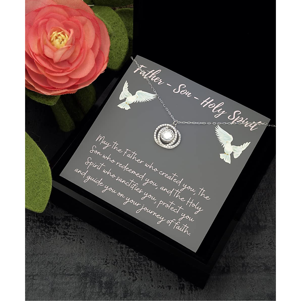 First Communion Gift, Holy Trinity Blessing, Christian Necklaces for Women, Confirmation Gift, Sterling Silver Christian Jewelry, Three Circle Necklace, Easter Present