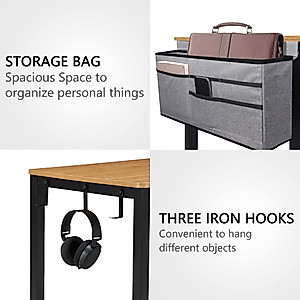 AHB Rolling Computer Desk with 4 Smooth Wheels, Simple Style Mobile Writing Desk Home Office Study Table Movable Workstation with Metal Frame (Natural, 32")