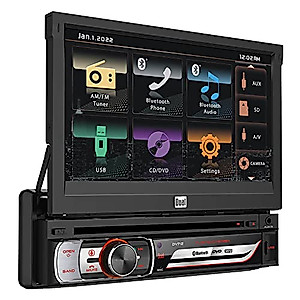 Dual Electronics DV712 7" Multimedia Touch Screen Single DIN Car Stereo Receiver, Siri/Google Voice Assist, Bluetooth, CD/DVD, USB and microSD Inputs