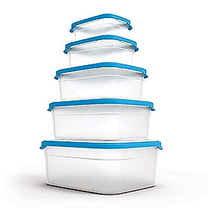 HELSIM Blue 10-Piece Containers Set with Lids for Storage, Lunch, and Meal Prep, Dishwasher & Microwave Safe