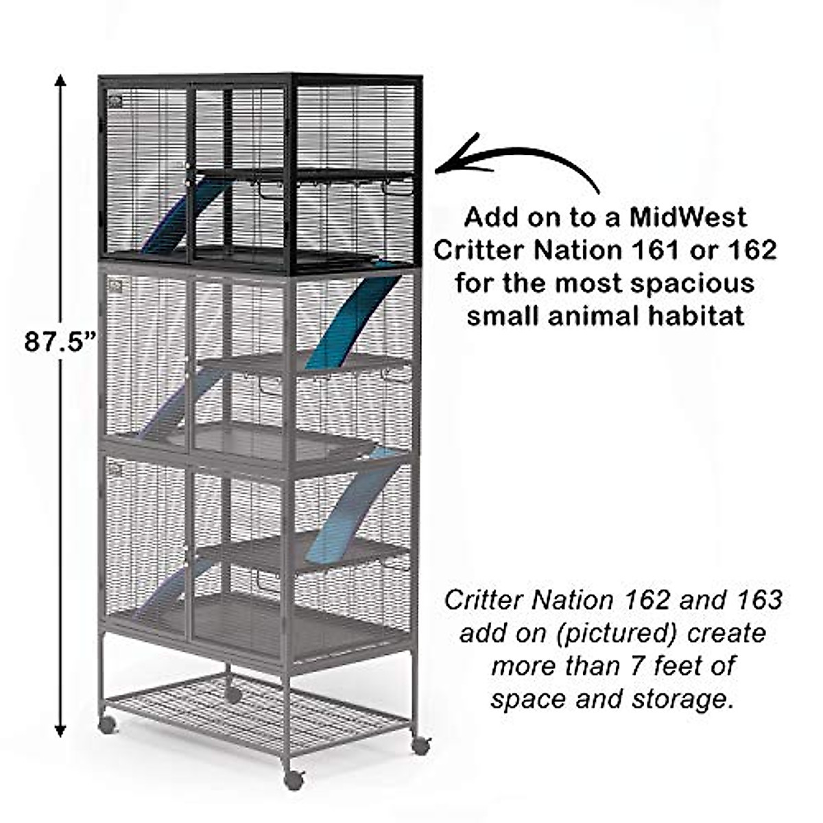 MidWest Homes for Pets Deluxe Critter Nation Add-On Unit Small Animal Cage (Model 163) - Compatible w/ Critter Nation Models 161 & 162