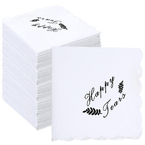Newwiee 50 Pcs Wedding Handkerchief Wedding Gifts Happy Tears Handkerchief for Wedding Day Wedding Fun Gifts