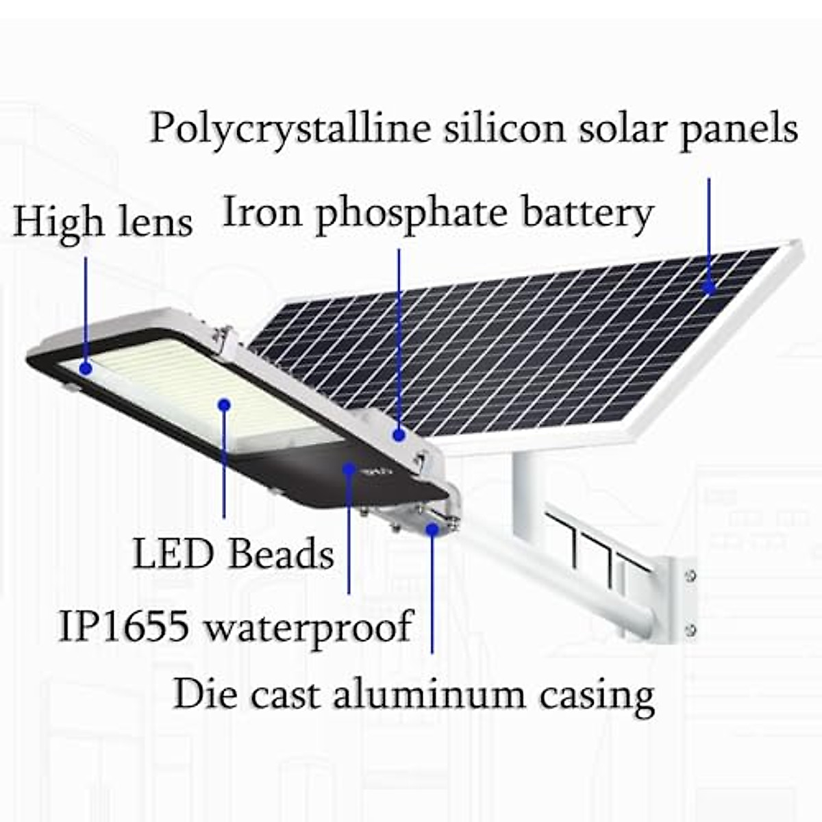 ZXXHNNAIH Solar Street Light IP165 Waterproof Solar Street Light with Pole,Easy Installation,Equipped with a Remote Control for Remote Control,for Yard