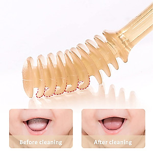 SHARE&CARE Baby Toothbrush and Baby Tongue Cleaner for Toddler Oral Care, Soft Silicone Toothbrush