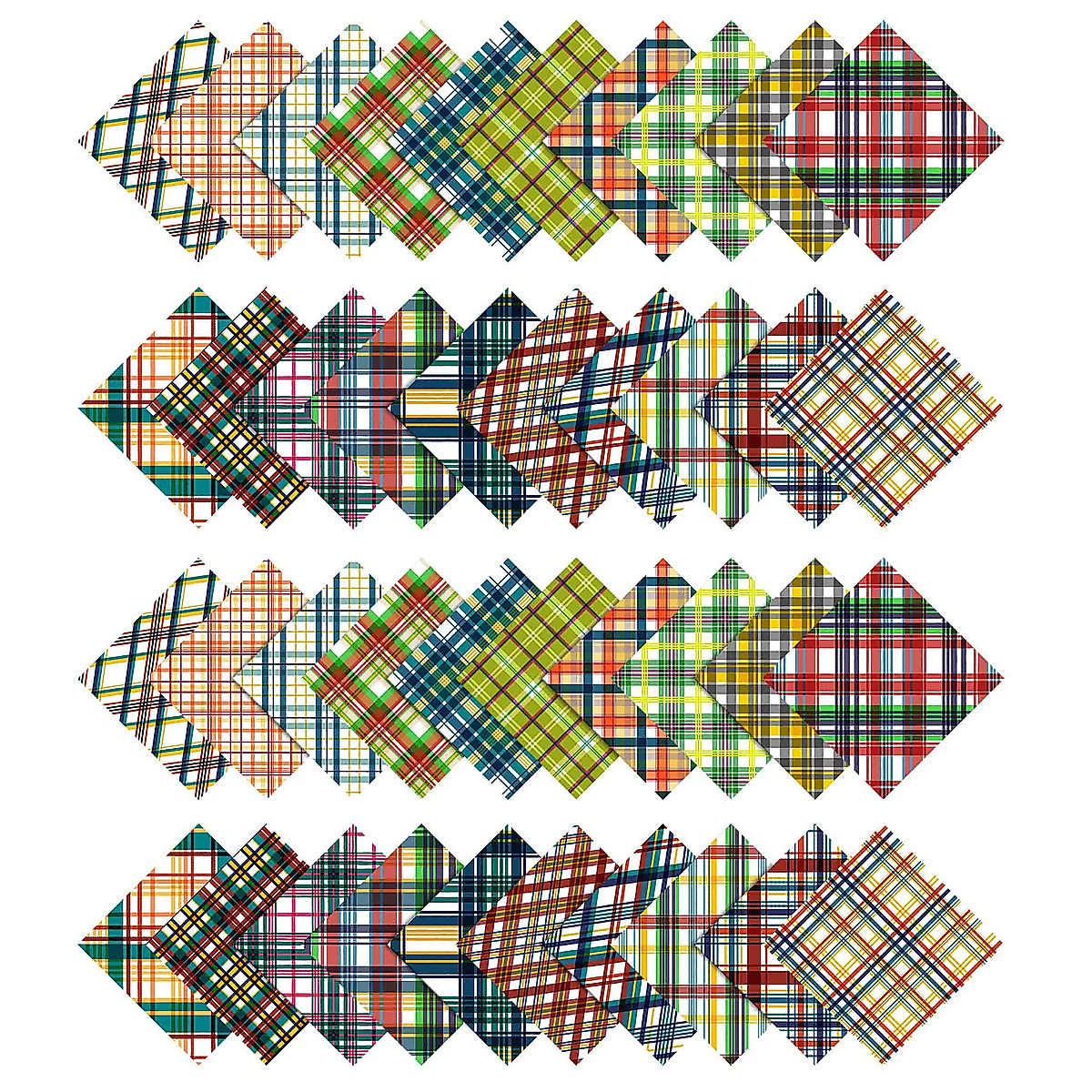 Soimoi Precut 10-inch Check Prints Cotton Fabric Bundle Quilting Squares Charm Pack DIY Patchwork Sewing Craft- Multicolor
