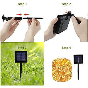 Solar String Lights 36FT 100LED，Waterproof Indoor Outdoor Lighting for Garden，Copper Wire 8 Modes Fairy Lights for Home Decor Patio Garden Party (Warm White)