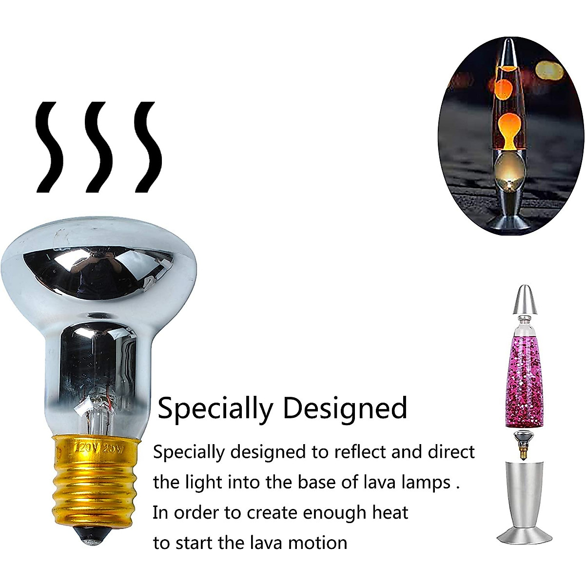 Upgraded Light Bulbs for Lava Lamps 25W 4 Pack Used in Light Bulb Bedroom and Office, 120v 25watt R12 R39 E17 Reflector Bulbs