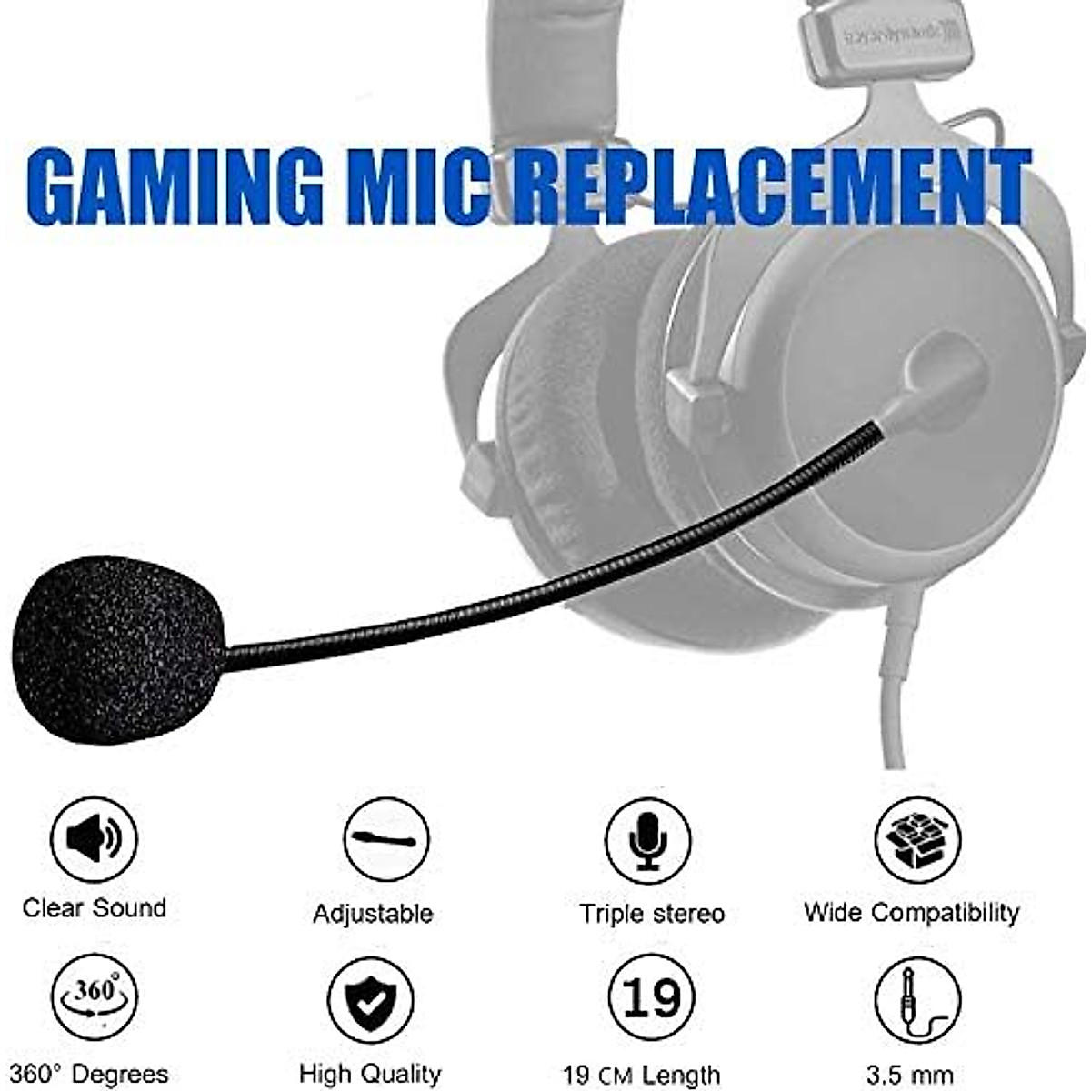 AMYYMA Turtle Beach Replacement Mic 3.5mm Detachable Microphone Boom for Ear Force Turtle Beach Xbox One Stealth 400 420x 450 500p 520 Recon 50x 50p 50 60p 150