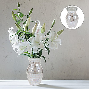 BESPORTBLE Mosaic Flower Vase Glass Piece Vases Plant Pots Decorative Floral Vase Dried Flowers Container Table Centerpieces for Home Office Decor