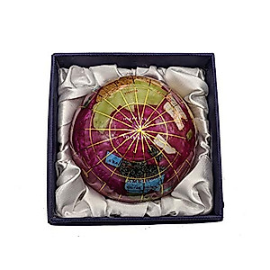 Unique Art 3-Inch Pink Pearl Swirl Ocean Gemstone World Globe Paper Weight