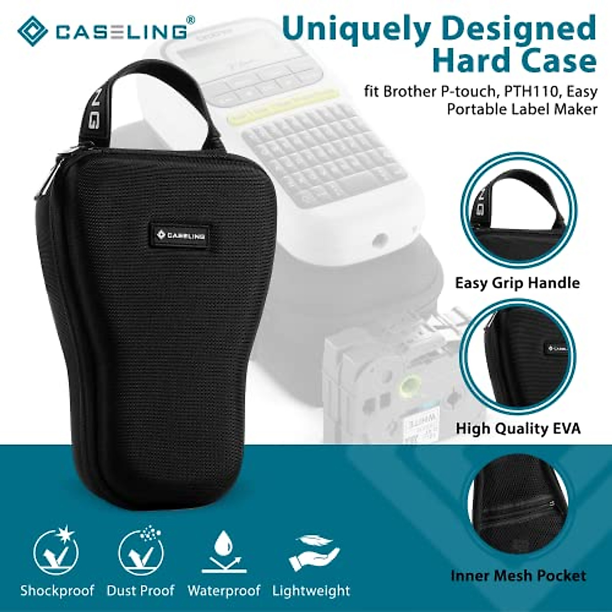 caseling Hard Case Fits Brother P-Touch PTH110 Easy Portable Label Maker. (case only)