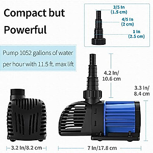 Uniclife Aquarium 24 V DC Quiet Return Pump with Controller 1052 GPH Submersible and Inline Water Pump with Feeding Mode and Memory Function for Fish Tank Pond Fountain and Sump Circulation