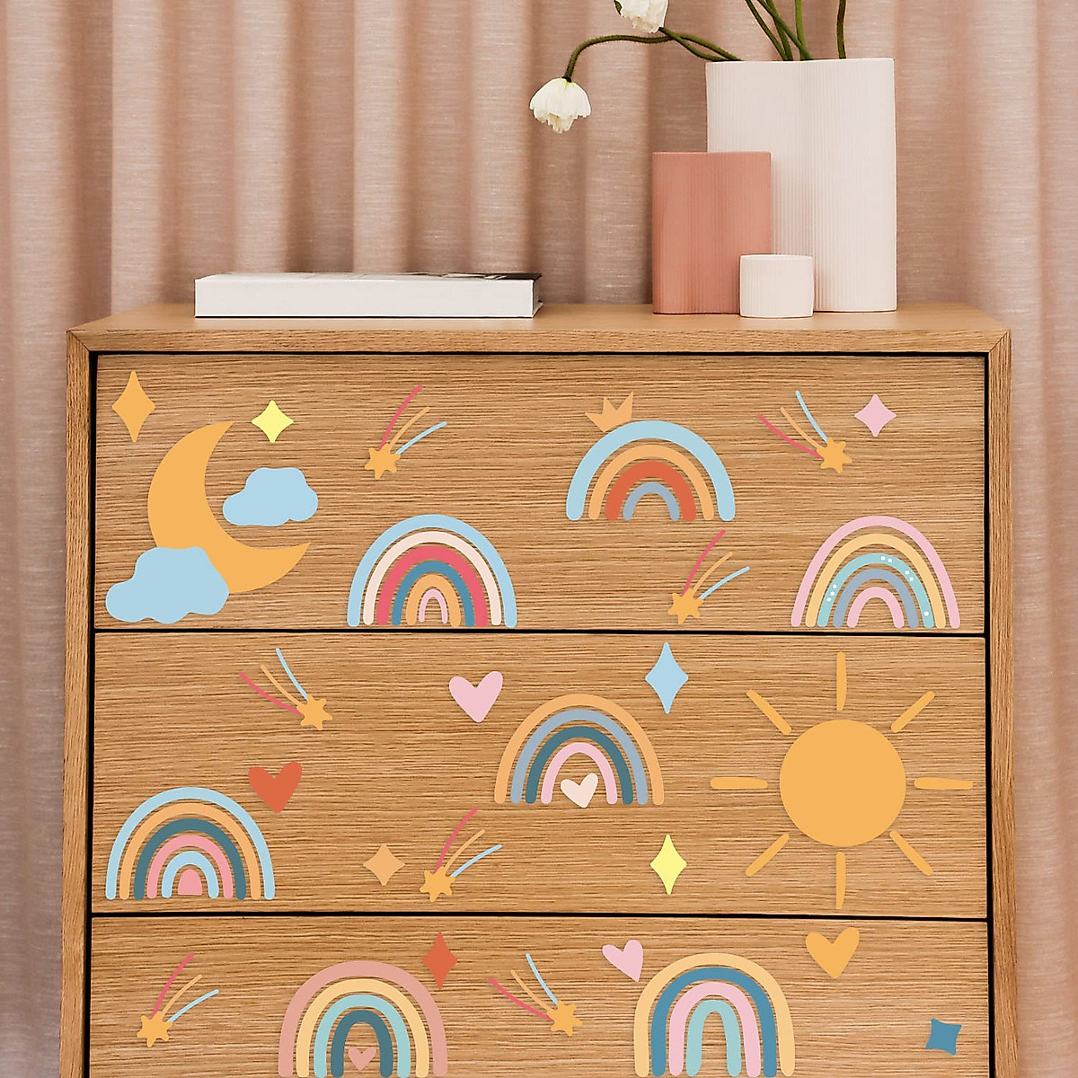 Rainbow Wall Decals Stickers Rainbow Wall Decor for Kids Room Little Girls Bedroom Nursery Playroom Daycare Classroom Parties Decoration (B)