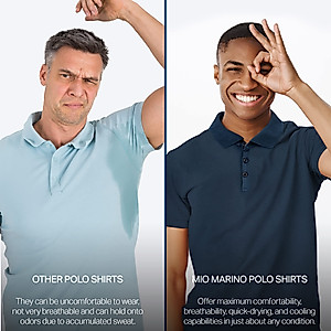 Mio Marino Golf Polo Shirts for Men - Dry Fit - Ultra-Thin Breathable Fabric - Navy - Large
