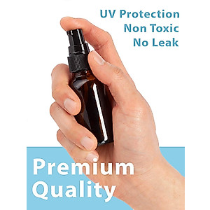 JUVITUS Amber Glass Boston Round Black Treatment Pump Bottle - 2 oz (2 Pack)