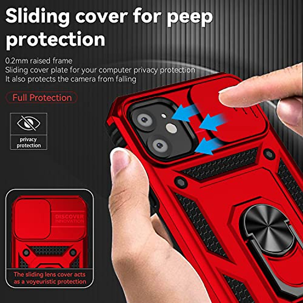 Hitaoyou iPhone 11 Case with Lens Protection, iPhone 11 Case with Camera Cover & Kickstand Military Grade Shockproof Heavy Duty Protective with Magnetic Car Mount Holder Phone case for iPhone 11 red