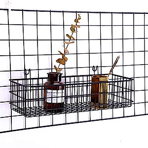 Kaforise Hanging Basket for Wire Wall Grid Panel, Multi-Function Wall Storage and Display Basket, Flower Pots Shelf Balcony Plant Storage Holder, Extra Large Size ,15.7"×5.9"×3.9",Black