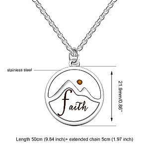 Uloveido Mustard Seed Mountain Necklace Stainless Steel Faith Pendant Inspirational Christian Baptism Religious Gift for Women Y2391
