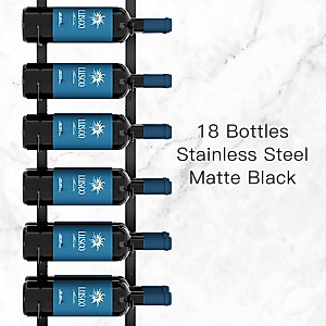 CharaVector Stainless Steel Wine Rack Wall Mounted 36 Bottles 2PCS, DIY 1/2/3 Wall Wine Rack, Matte Black Hanging Wine Rack, Double Sturdy Wall-Mounted Wine Racks, Home and Kitchen Decor