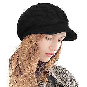 FURTALK Winter Knit Hats with Visor Brim Double Soft Lining for Women Warm Stylish Beanie Hats Slouchy Snow Caps