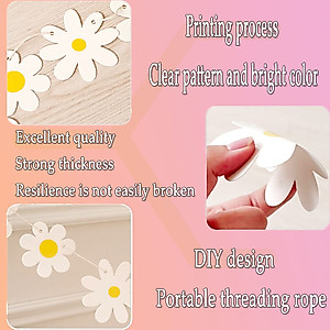 Myhiju 2 Packs Daisy Boho Banner Party Decorations,Groovy Party Favors White Daisy Decor Spring Flower Garland Daisy Paper Cutouts for Indoor Outdoor Girls Shower Birthday Party Supplies