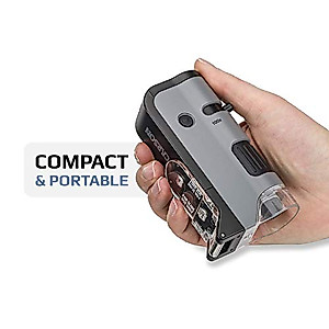 Carson MicroFlip 100x-250x LED and UV Lighted Pocket Microscope with Flip Down Slide Base and Smartphone Digiscoping Clip (MP-250)